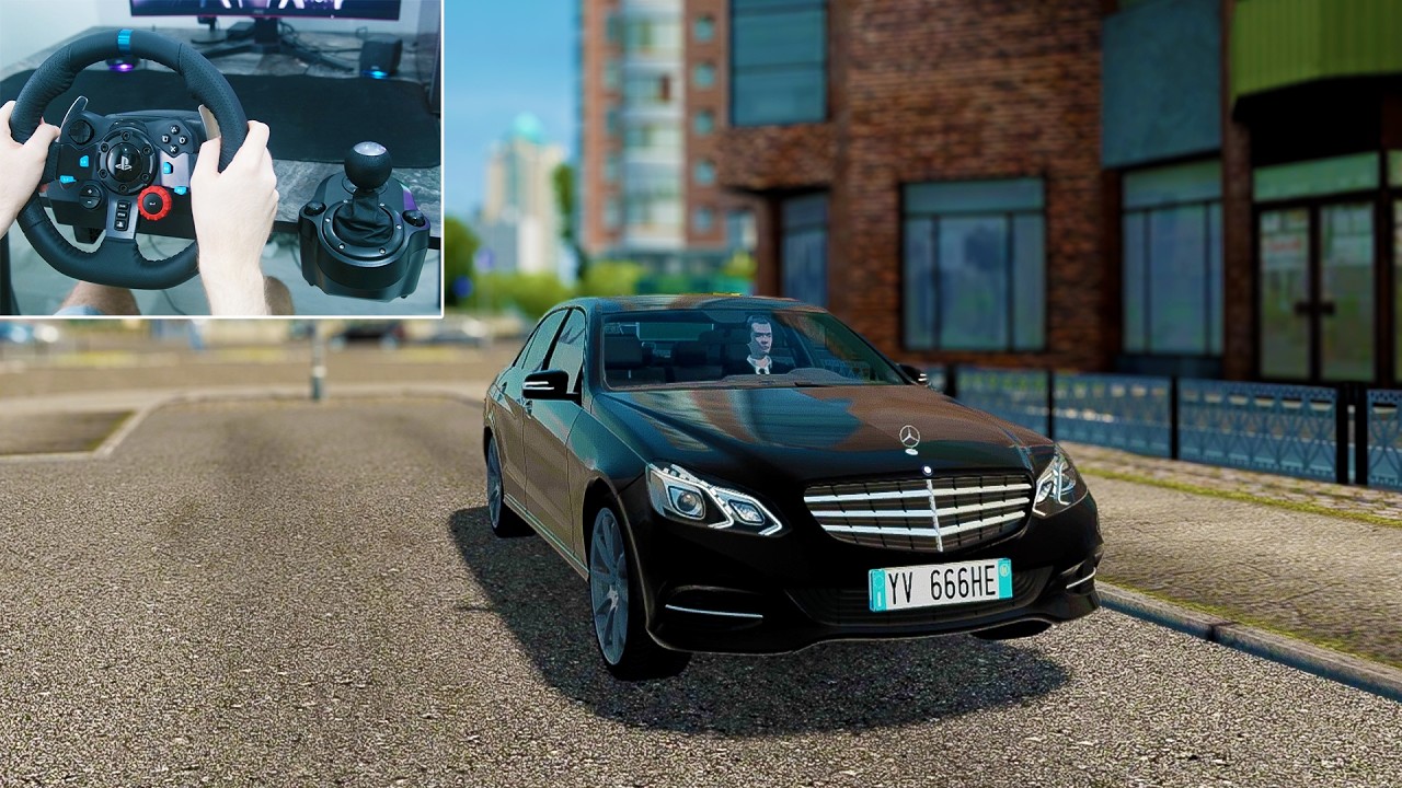 City Car Driving - Mercedes E 200 - Steering Wheel Gameplay - YouTube