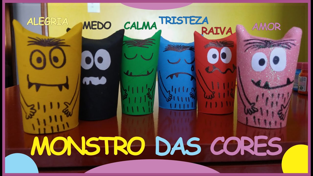 Como fazer monstro das cores de papel - YouTube