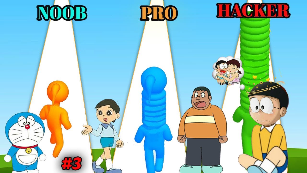 NOOB vs PRO vs HACKER | In Long Neck Run | With Nobita And Doraemon ...