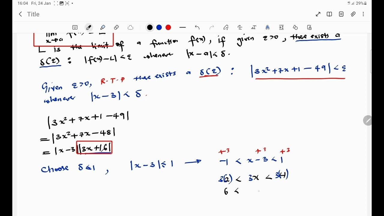 Definition of a Limit of a function worked example - YouTube