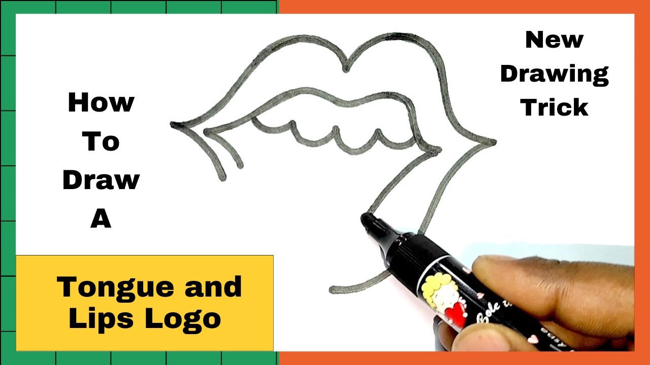 How To Draw A Tongue and Lips Logo | Easy Drawing | Drawing Steps 101 ...