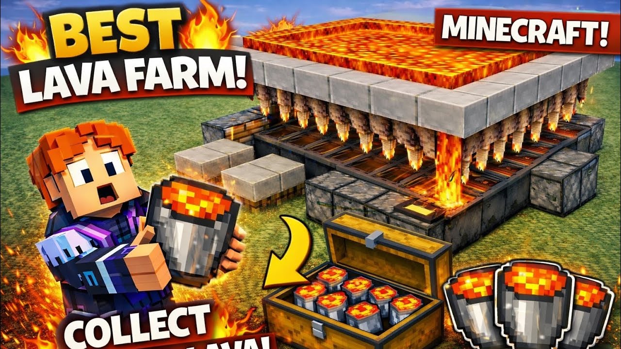 Minecraft Automatic Lava Farm 🔥 | Bedrock + Java | Unlimited Lava ...