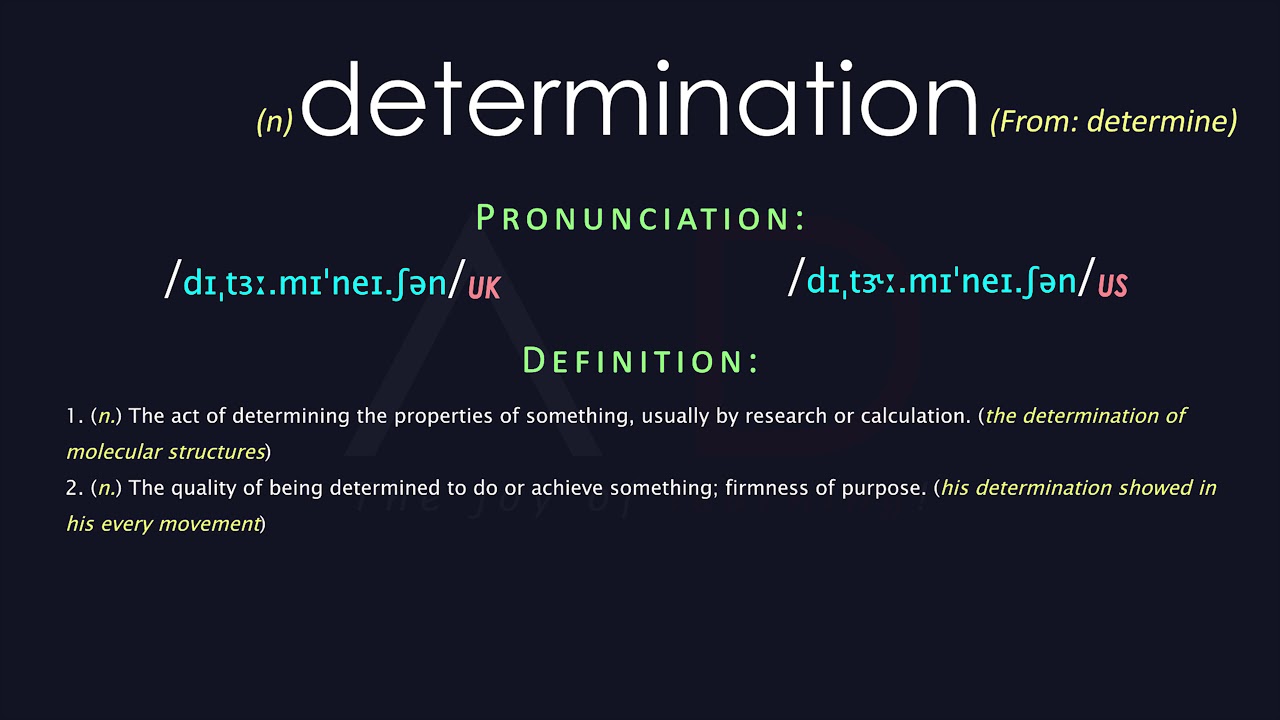 Determination Meaning And Pronunciation Audio Dictionary YouTube