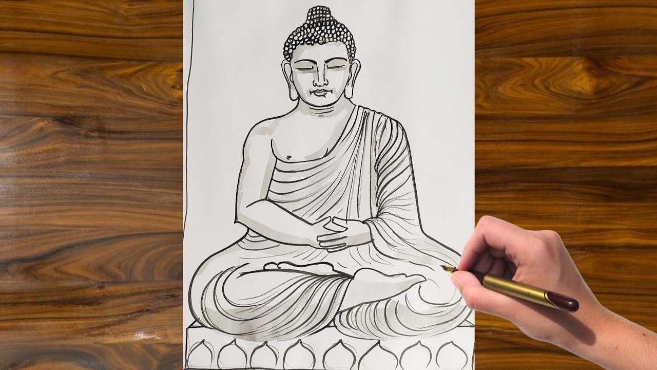 Goutam Buddha Drawing Easy Step by step, Simple Pencil Drawing Of ...