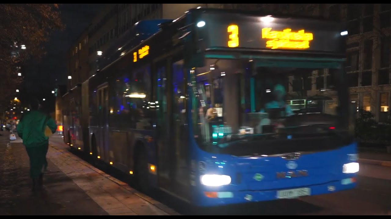 Sweden, Stockholm, bus 3 night ride from Kungsholms kyrka to ...