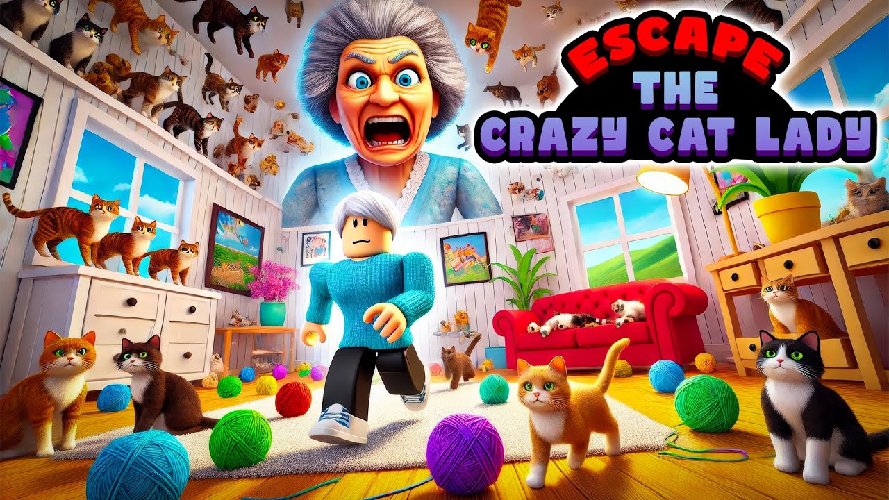 Scapă din Casa lui Cat Lady cu Garfield! 🐱 Roblox Escape The Crazy Cat ...