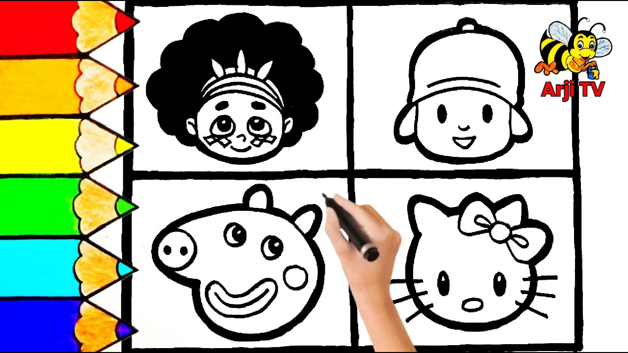 Drawing Wakakibo,Pocoyo,Peppa Pig,Hello Kitty | Easy drawing for kids ...
