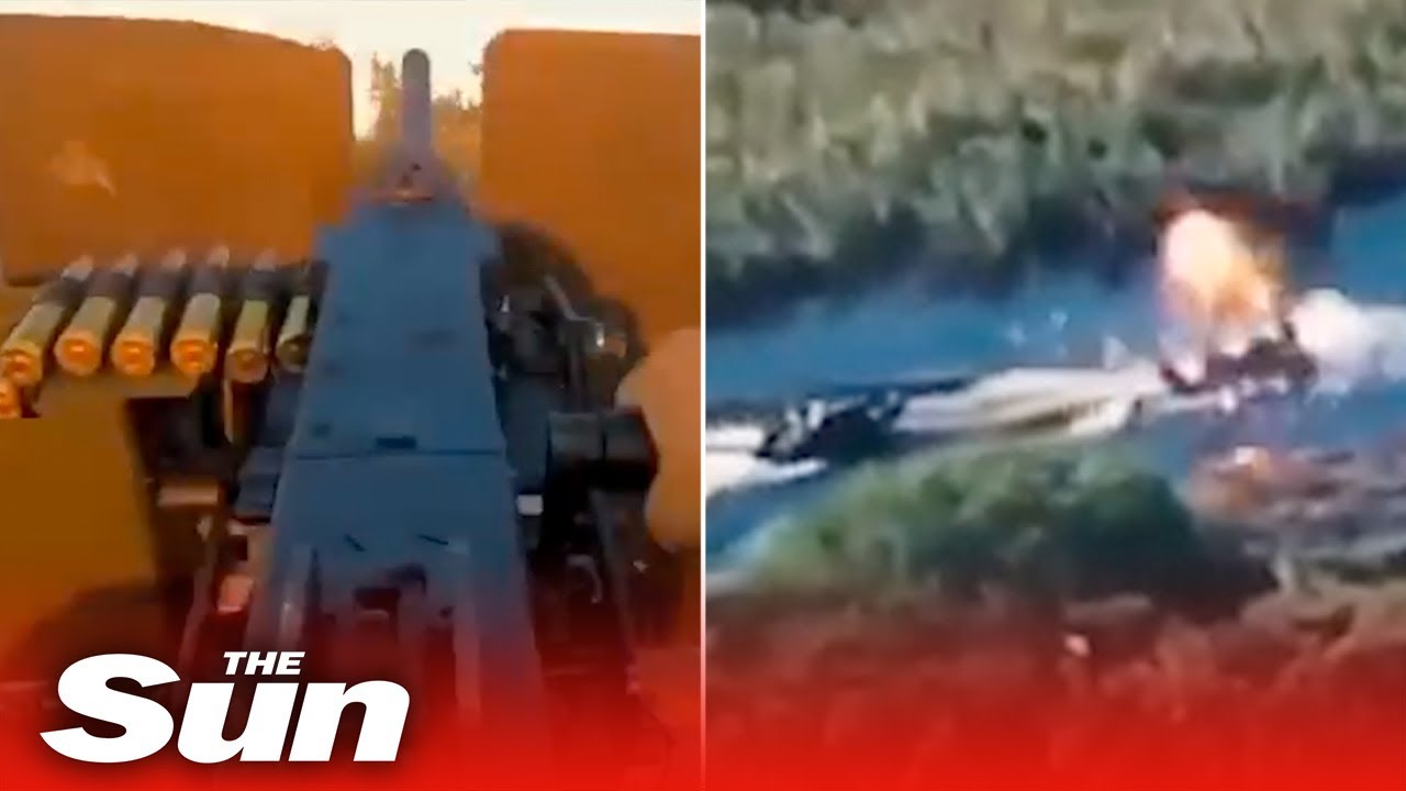 Ukrainian drone collides with Russian boat in daring water raid - YouTube