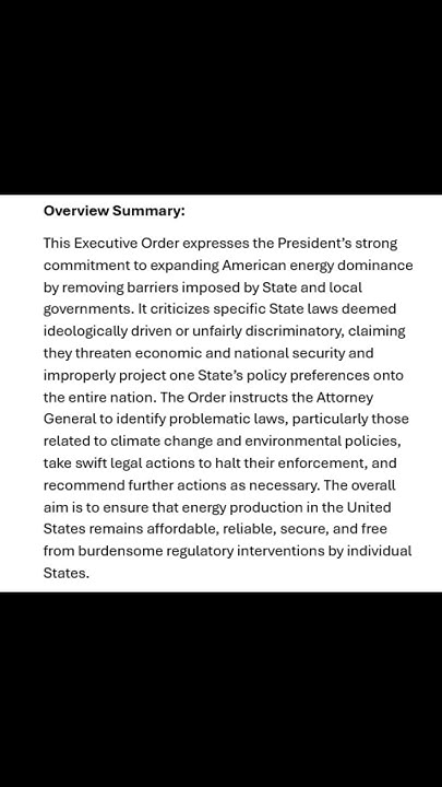 4/8/25 Presidential Executive Order : Protecting American Energy from State Overreach - YouTube