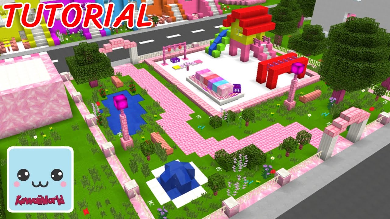 How to build PARK with PLAYGROUND in Kawaii World 🏞⛲ - TUTORIAL - YouTube