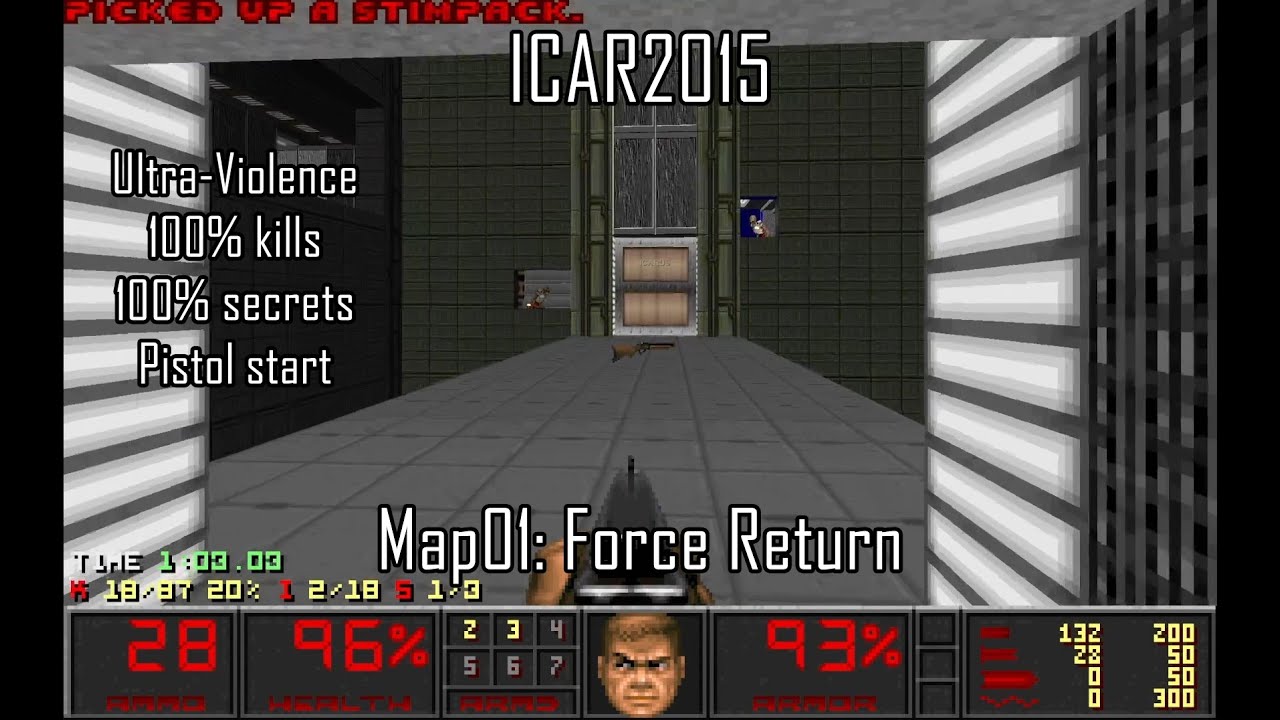 Doom II: ICAR2015 - Map01: Force Return (Ultra-Violence 100%) - YouTube