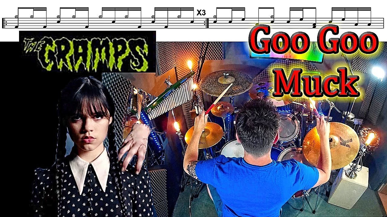The Cramps -Goo Goo Muck (Wednesday Dance) Easy Drum Tutorial Lesson ...