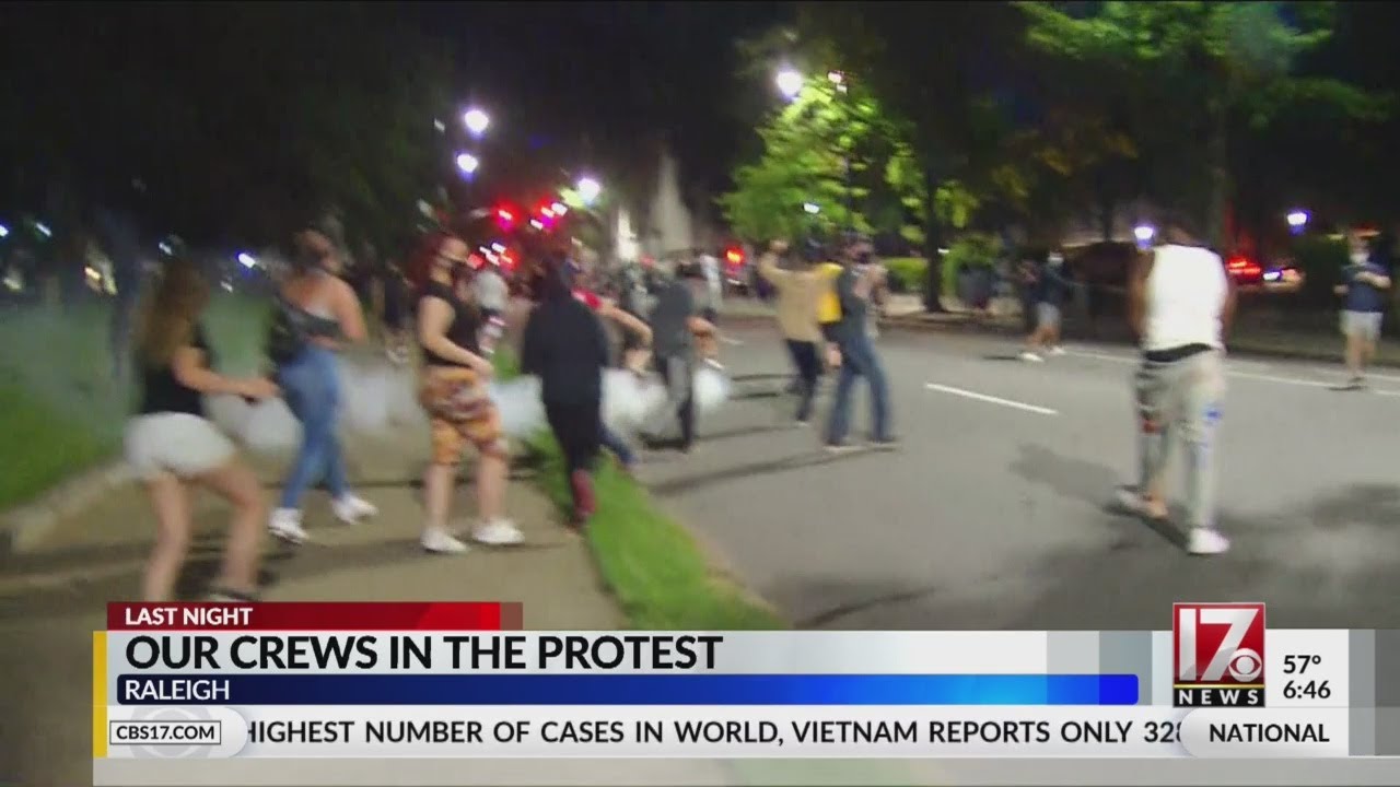 CBS 17 crews during Raleigh protests - YouTube