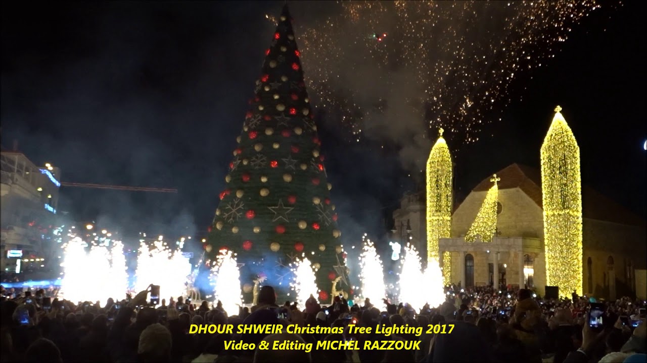 Christmas Tree Lighting From Dhour Shweir, Lebanon (2017-12-09) - YouTube