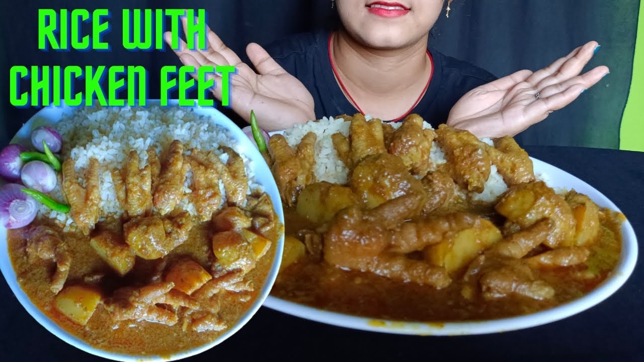 Chicken feet with rice eating show//food challenge - YouTube
