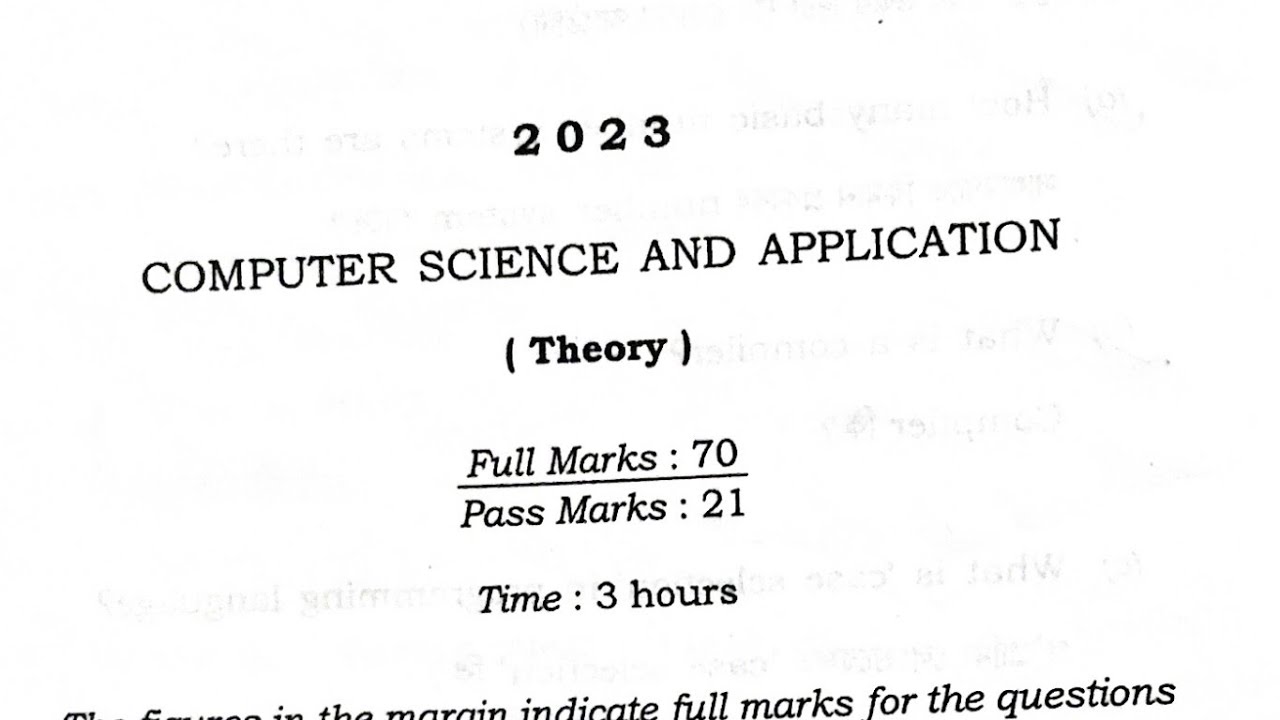 class 11, final examination computer science question paper with c++ ...