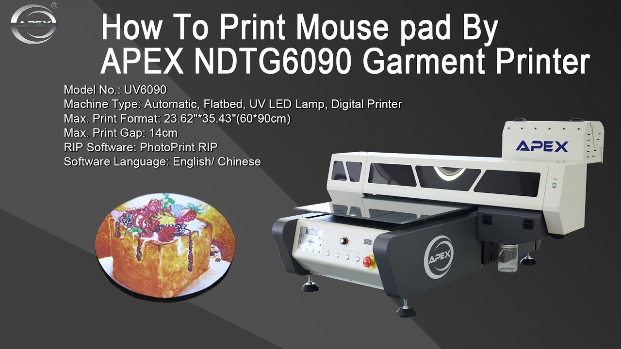 How To Print Mouse pad By APEX NDTG6090 Garment Printer - YouTube
