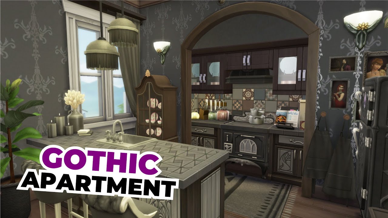 I built a GOTH apartment in The Sims 4 - YouTube