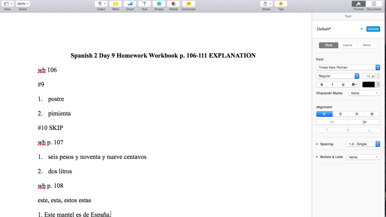 Spanish 2 Day 9 Homework Workbook p. 106-111 EXPLANATION - YouTube