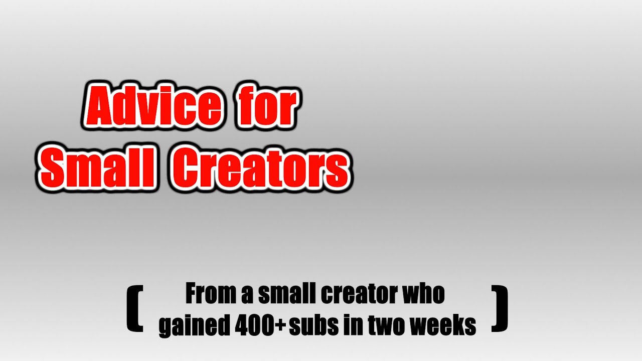 Small Creator Tips & a Word of Warning - YouTube