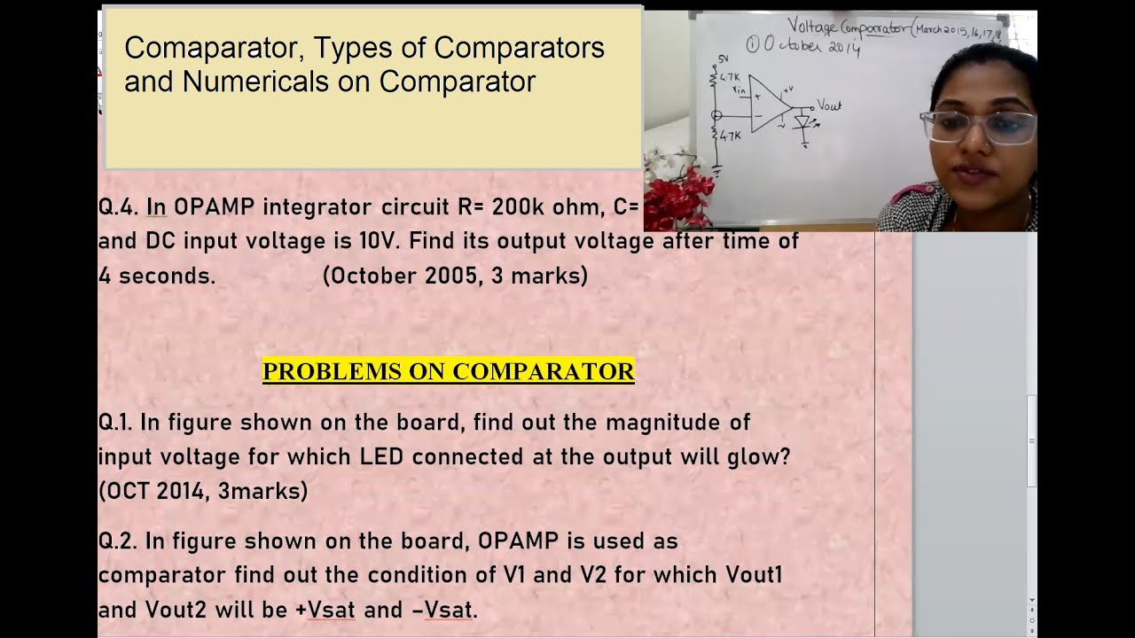 Class12:Opamp (13):: Comparator, Types of Comparators, Numericals of ...