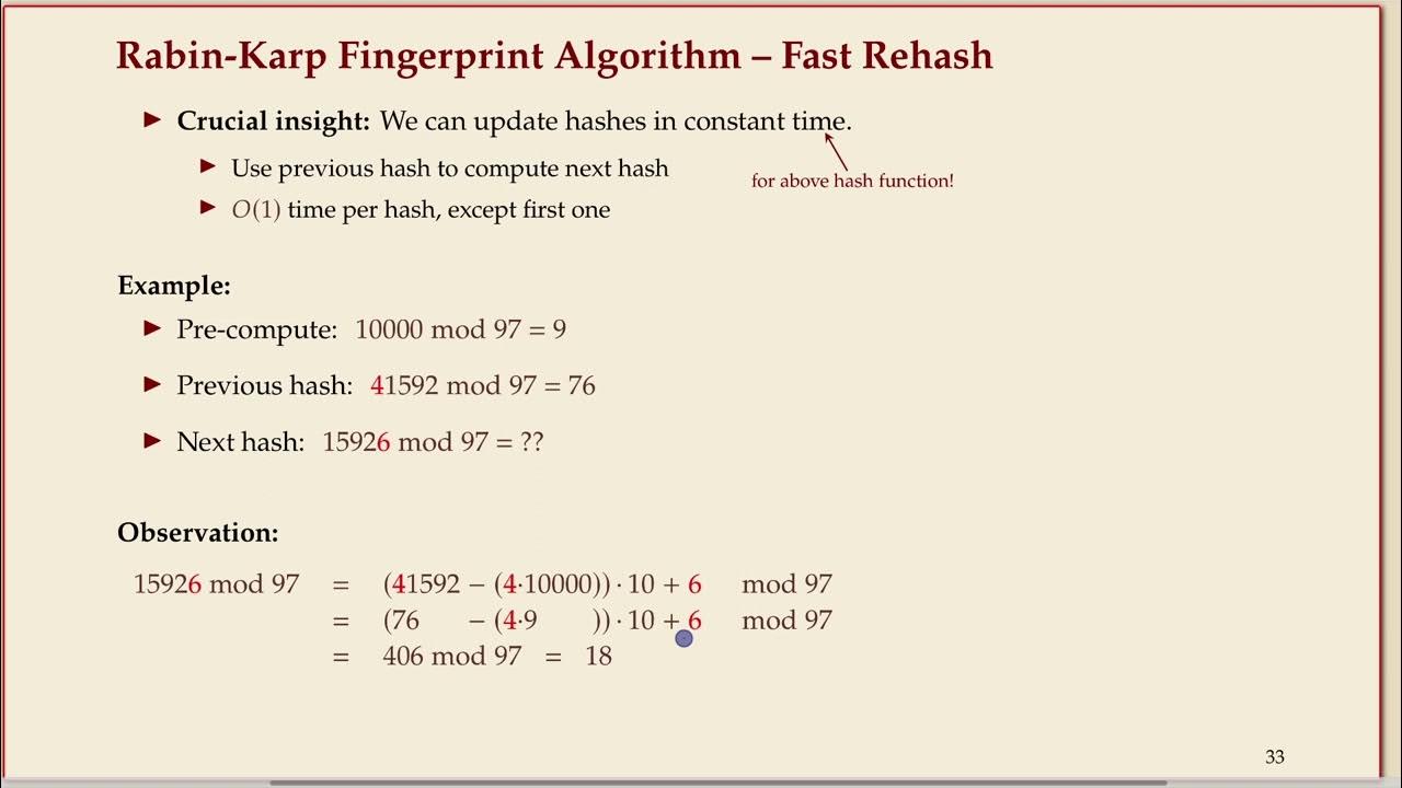COMP526 (Spring 2022) 4-7 §4.7 The Rabin Karp algorithm - YouTube