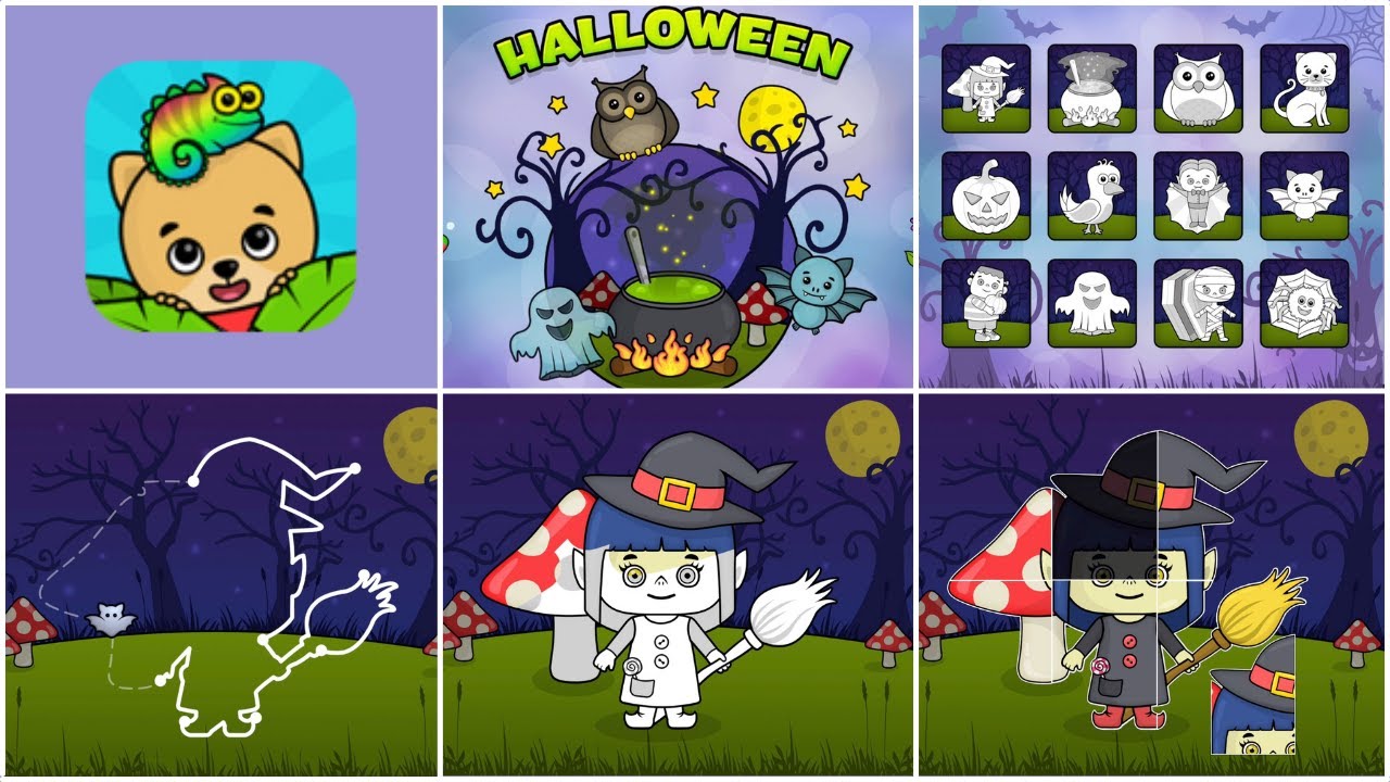 🎮 BIMI BOO Toddler Puzzle Games For Kids | Part 9 - HALLOWEEN - YouTube