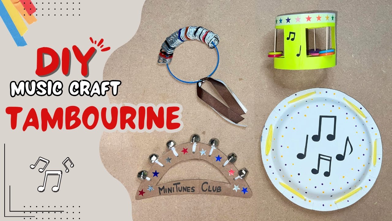 How To Make Tambourines - 4 EASY DIY Musical Instruments Craft Ideas 🎵 ...