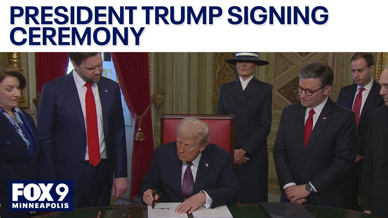 President Trump signs documents following inauguration - YouTube