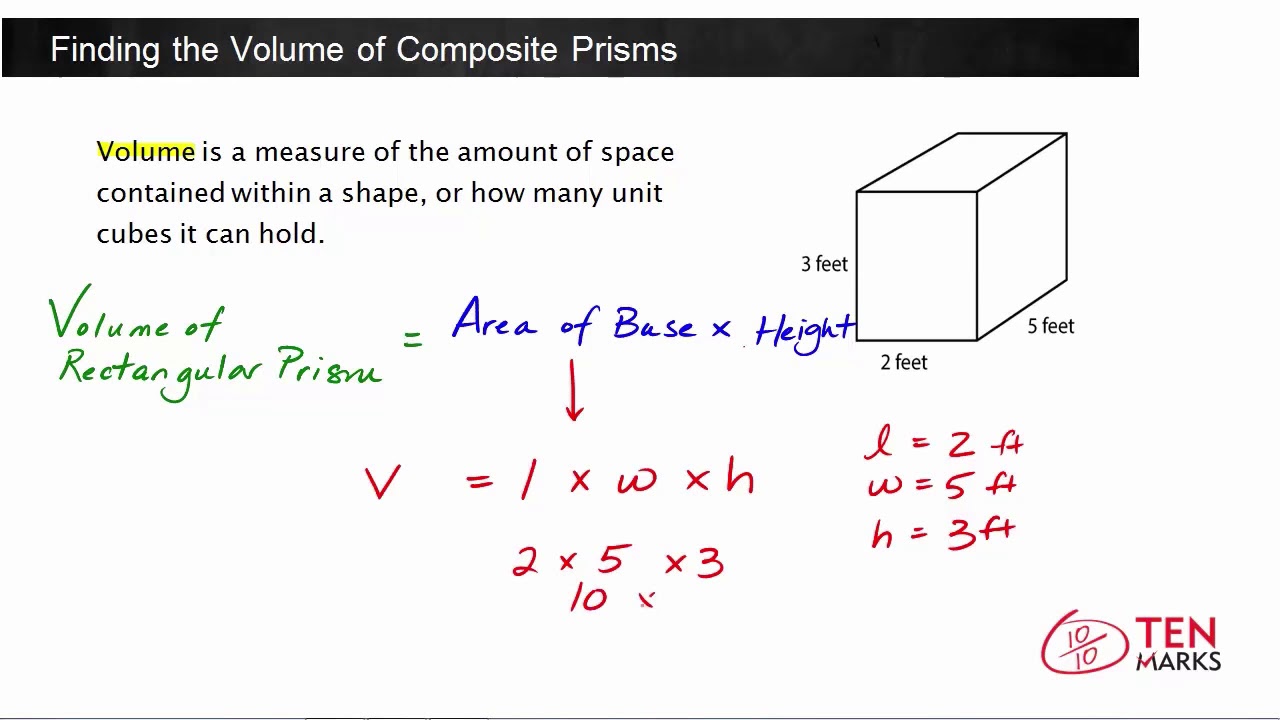 Find the Volume of Composite Prisms: 5.MD.5c - YouTube