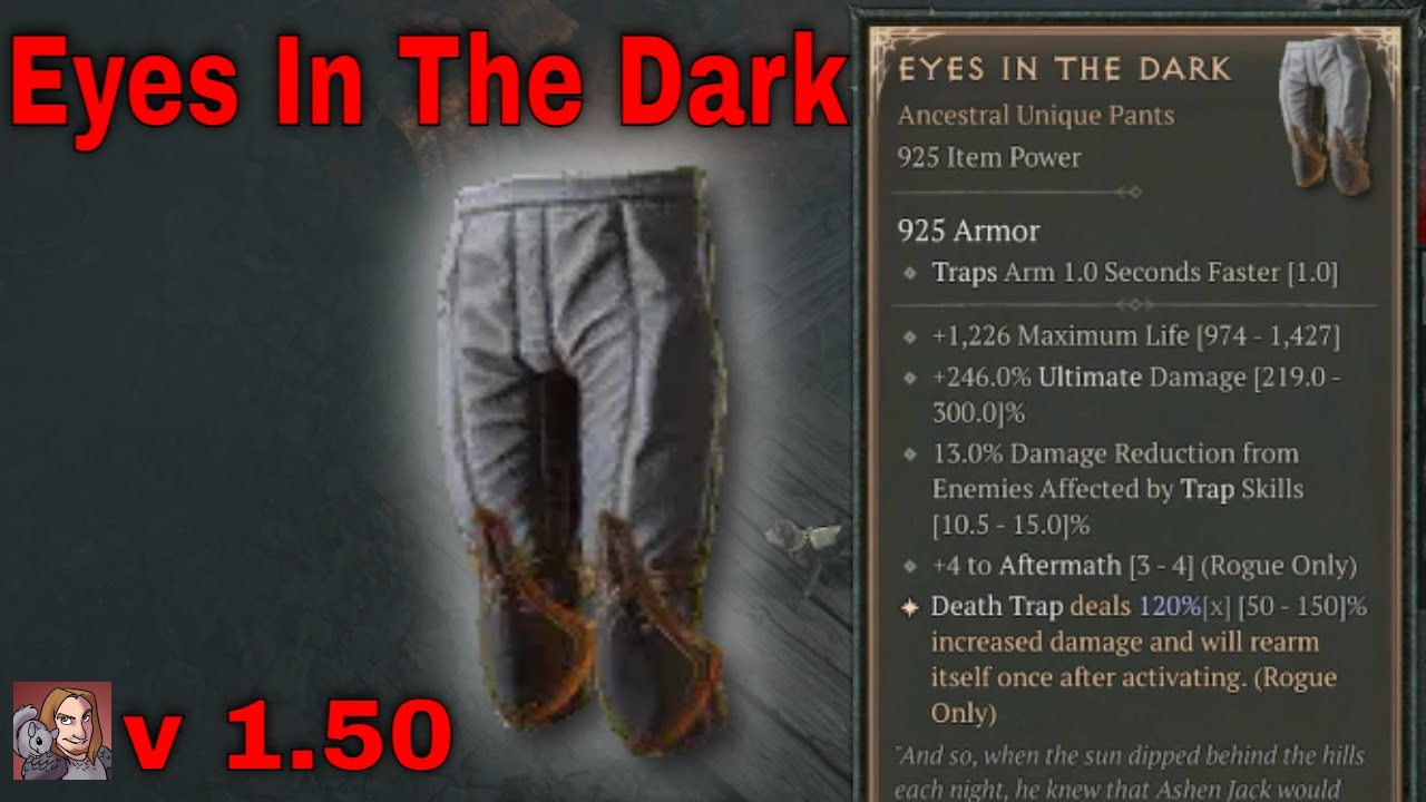 Diablo IV Unique Items - Eyes In The Dark (Rogue Pants)[v1.5.0] - YouTube