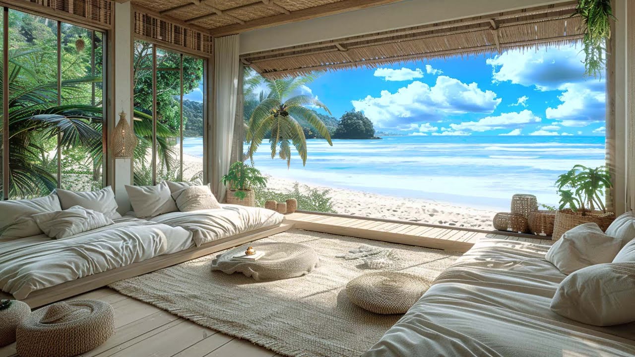 Ocean Waves Sleep Sounds | Cozy Room Ambience and Summer Day Vibes for ...