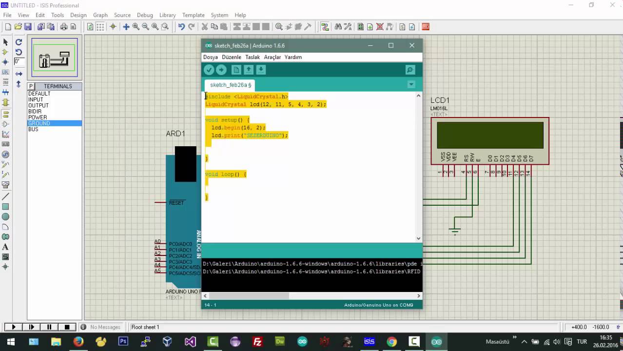 Arduino Proteus'ta Lcd Panel Kullanımı - YouTube