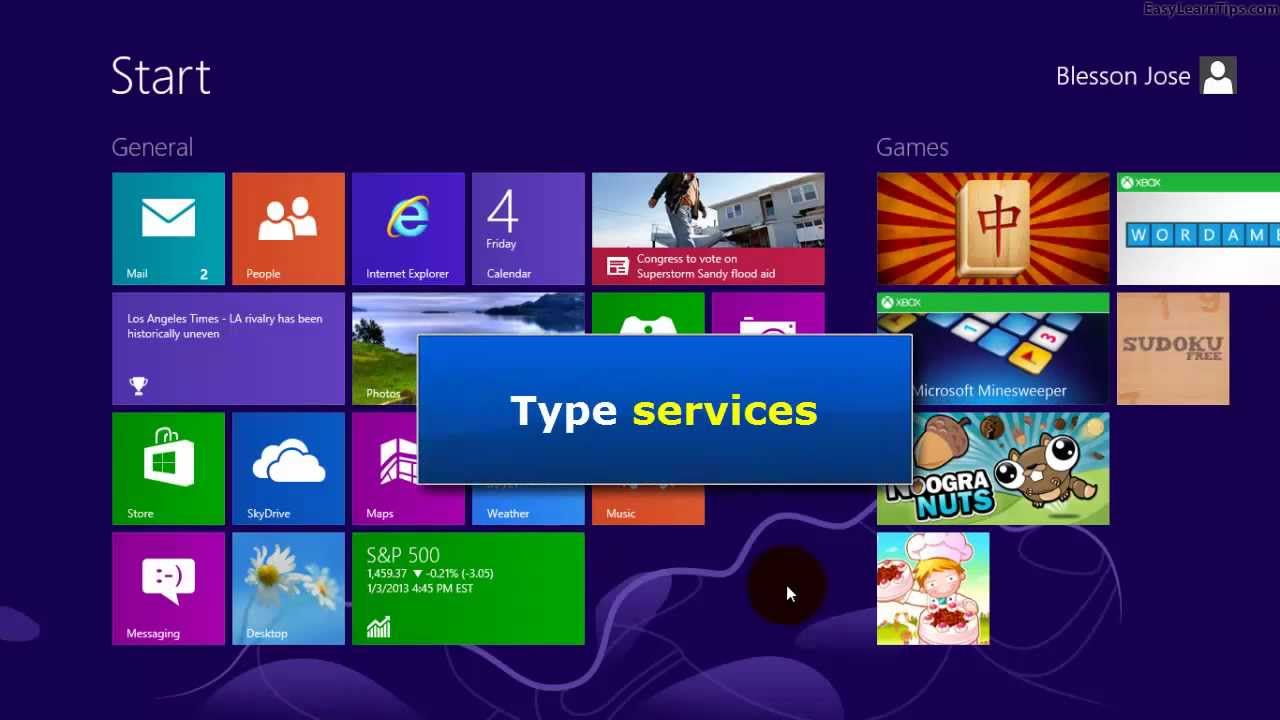 Windows 8 - How to open services (using mouse) - YouTube