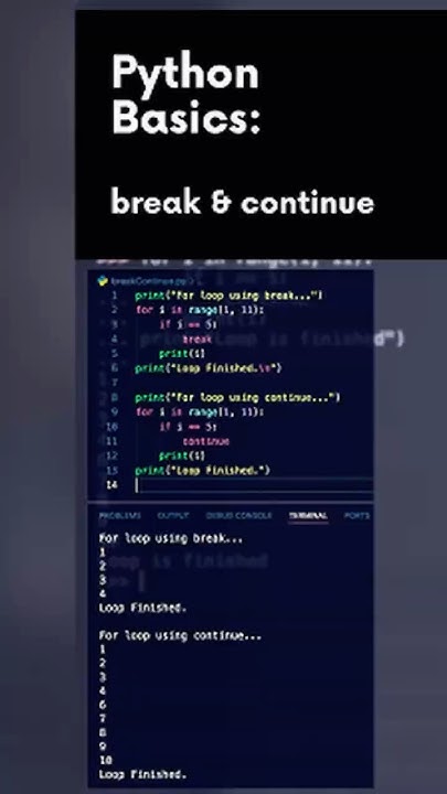 Python break vs continue – Stop or Skip? Explained in 60s! #Shorts #python #coding # ...