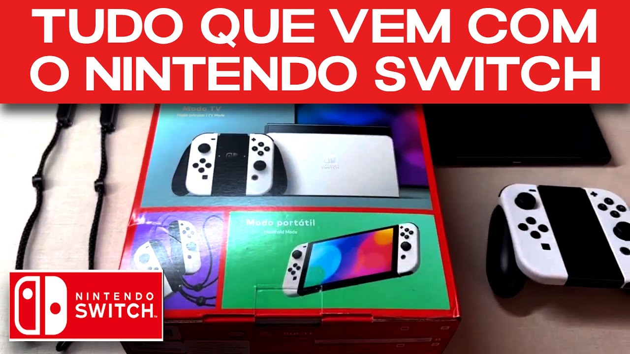 Mostrando tudo que vem na caixa do Nintendo Switch Oled - YouTube