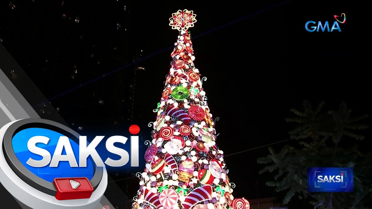 Giant christmas tree sa Mandaluyong, pinailawan na | Saksi - YouTube