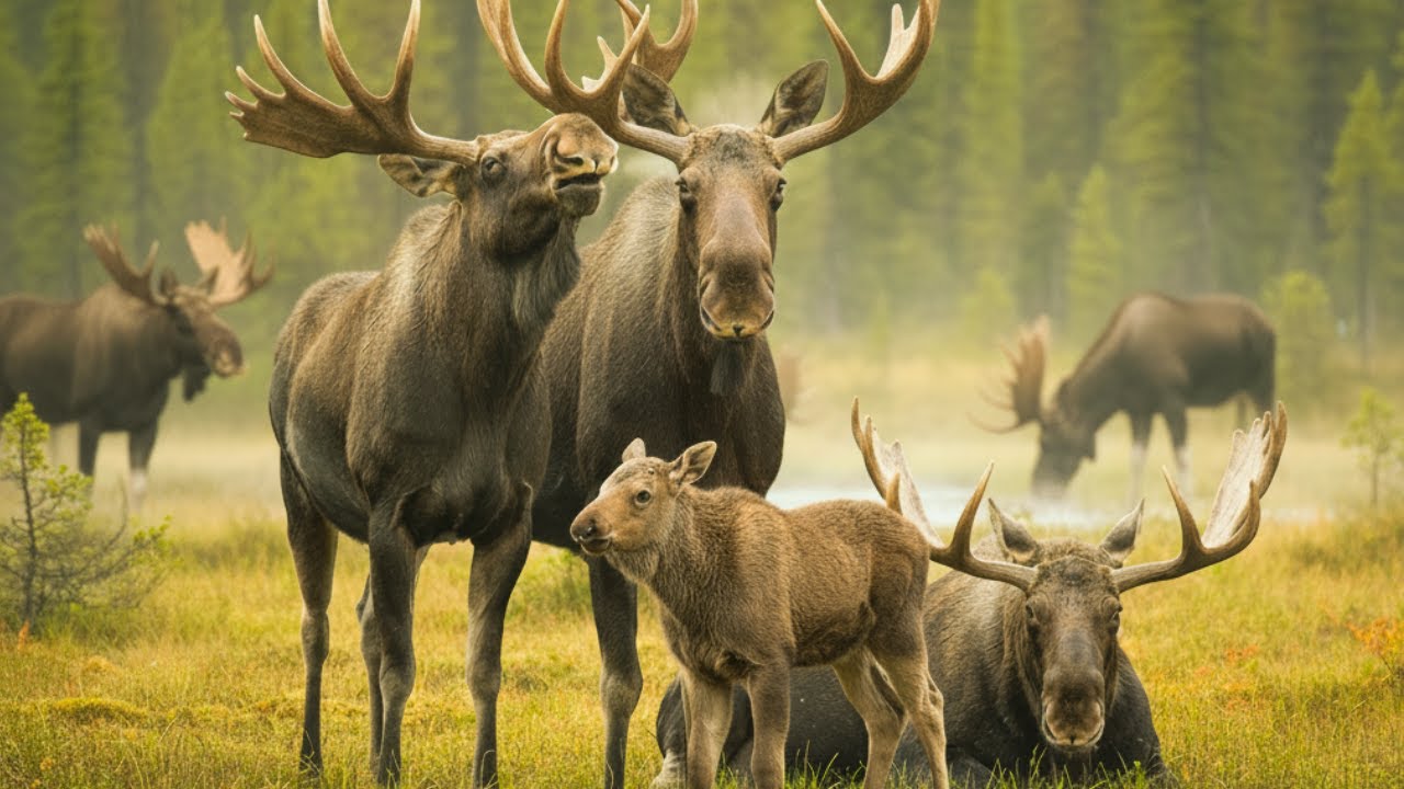 Mother Moose and Her Adorable Calf - Rare Wildlife Moments - YouTube