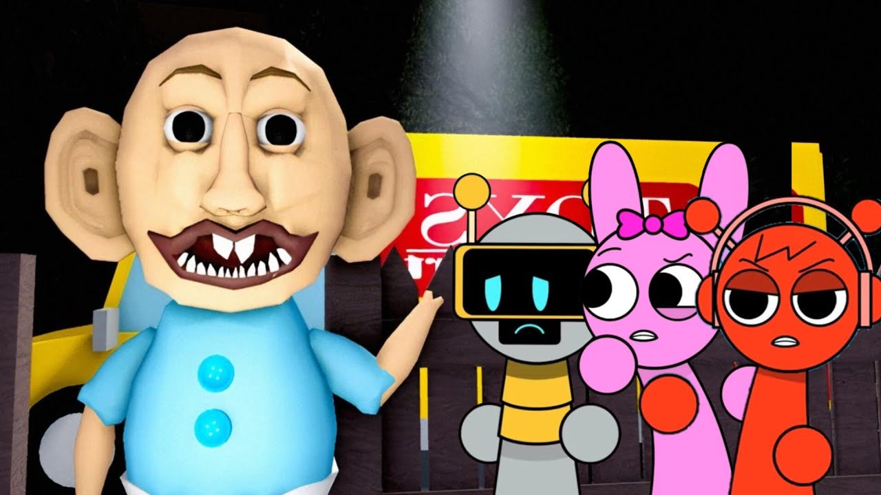 Sprunki Fun Bot & Pinki & Oren Played Scary Doll Cursed Obby in ROBLOX ...