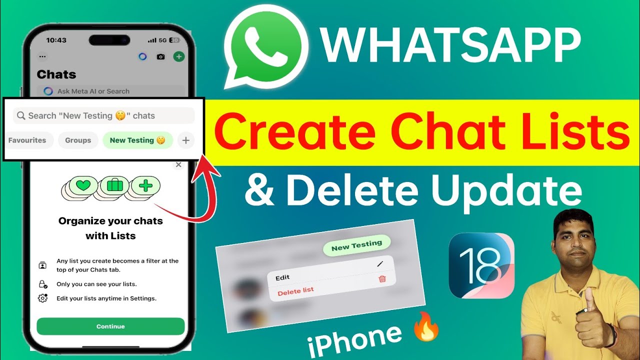 WhatsApp Create Chat Lists & Delete Update (iPhone) | WhatsApp chat ...