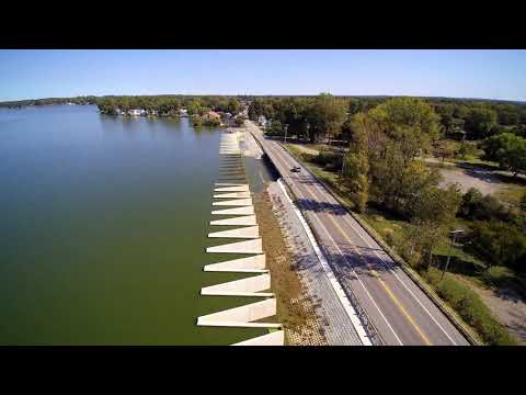 Indian Lake Ohio Labyrinth Weir Spillway Drone video.