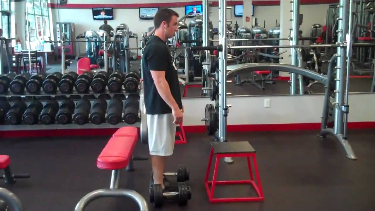 Seated Box Jump (18" holding 70 lb. Dumbbells) - YouTube