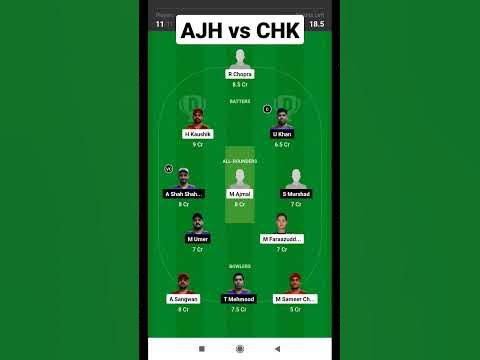 ajh vs chk dream11 prediction today || ajh vs chk dream11 team || ajman t10 team #shorts # ...