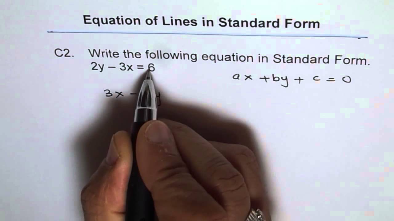 Write Equation of Line in Standard Form C2 - YouTube