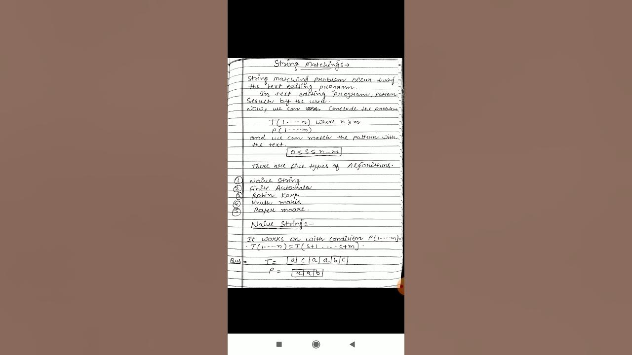 DAA Lecture44 String Matching- Naive Algorithm - YouTube