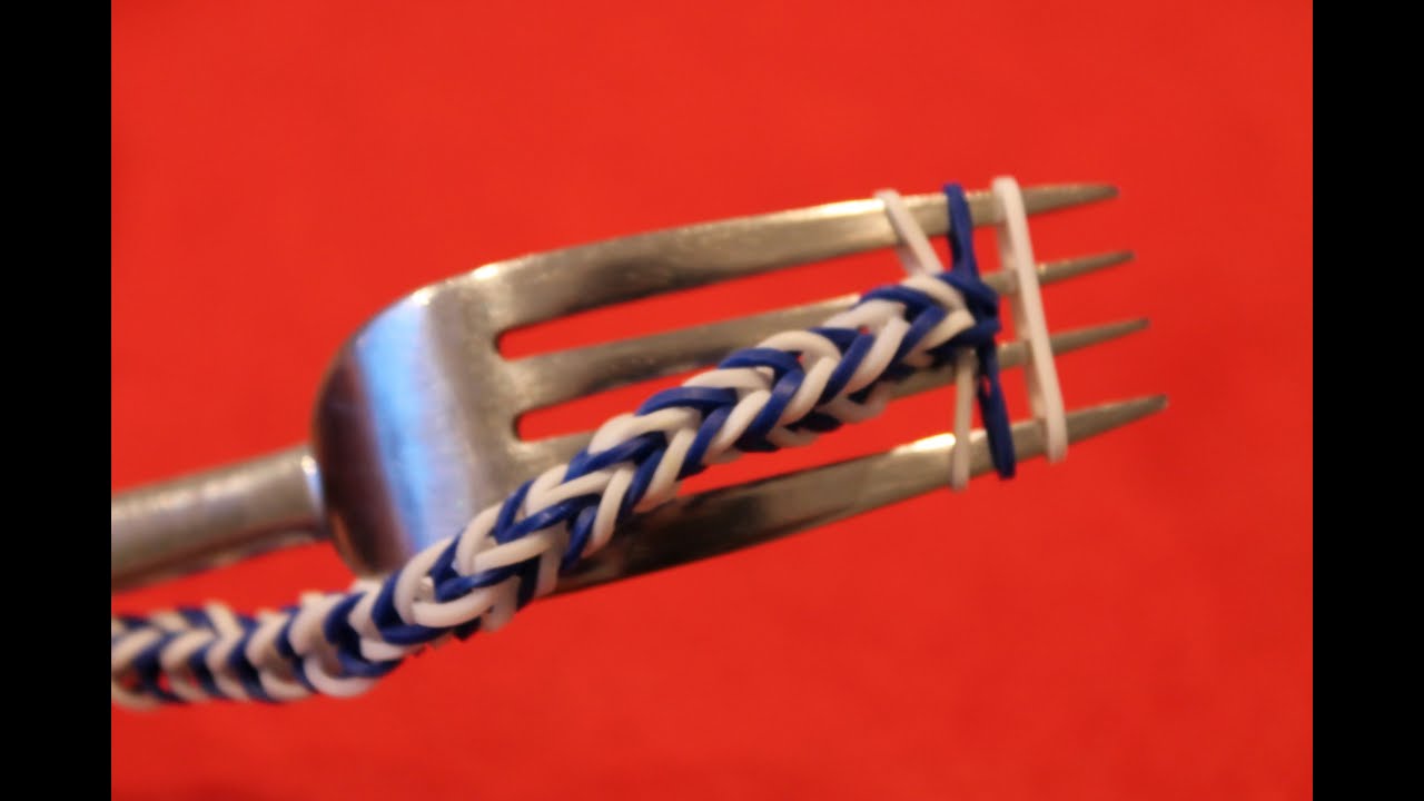 Rainbow loom Nederlands, visgraat, armband, zonder loom, met vork - YouTube