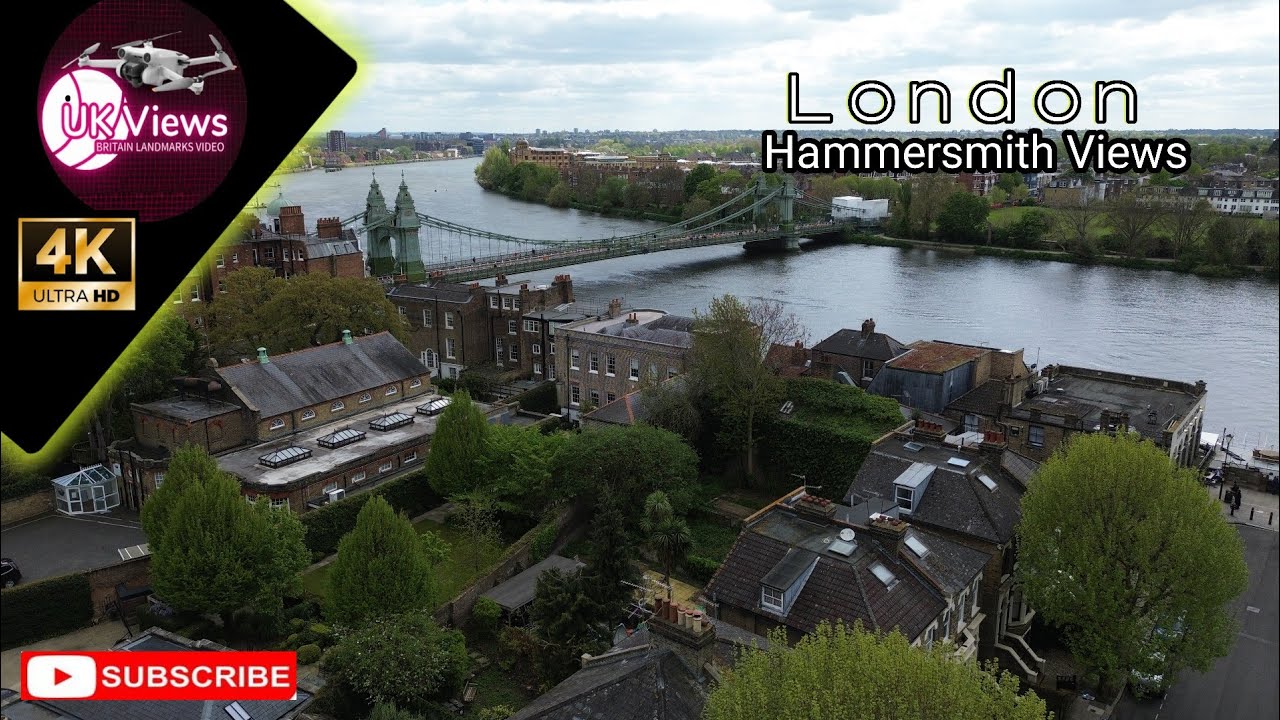 London Hammersmith area views from the sky - 4K UHD relaxation video ...