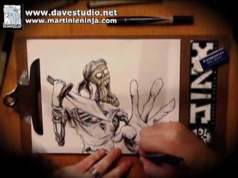 Zombie pirate speed drawing - YouTube