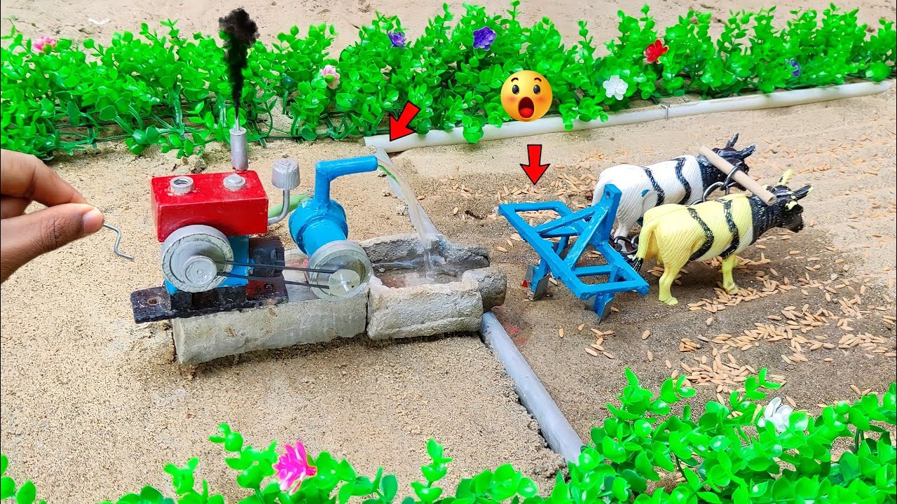 How to make tractor pulled cows machine supply water pump diesel engine ...