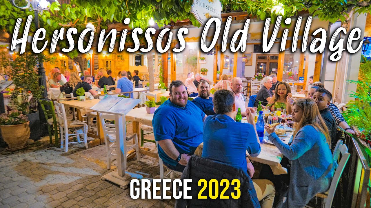 Hersonissos Crete, old village, nightlife, walking tour 4k, Kreta ...